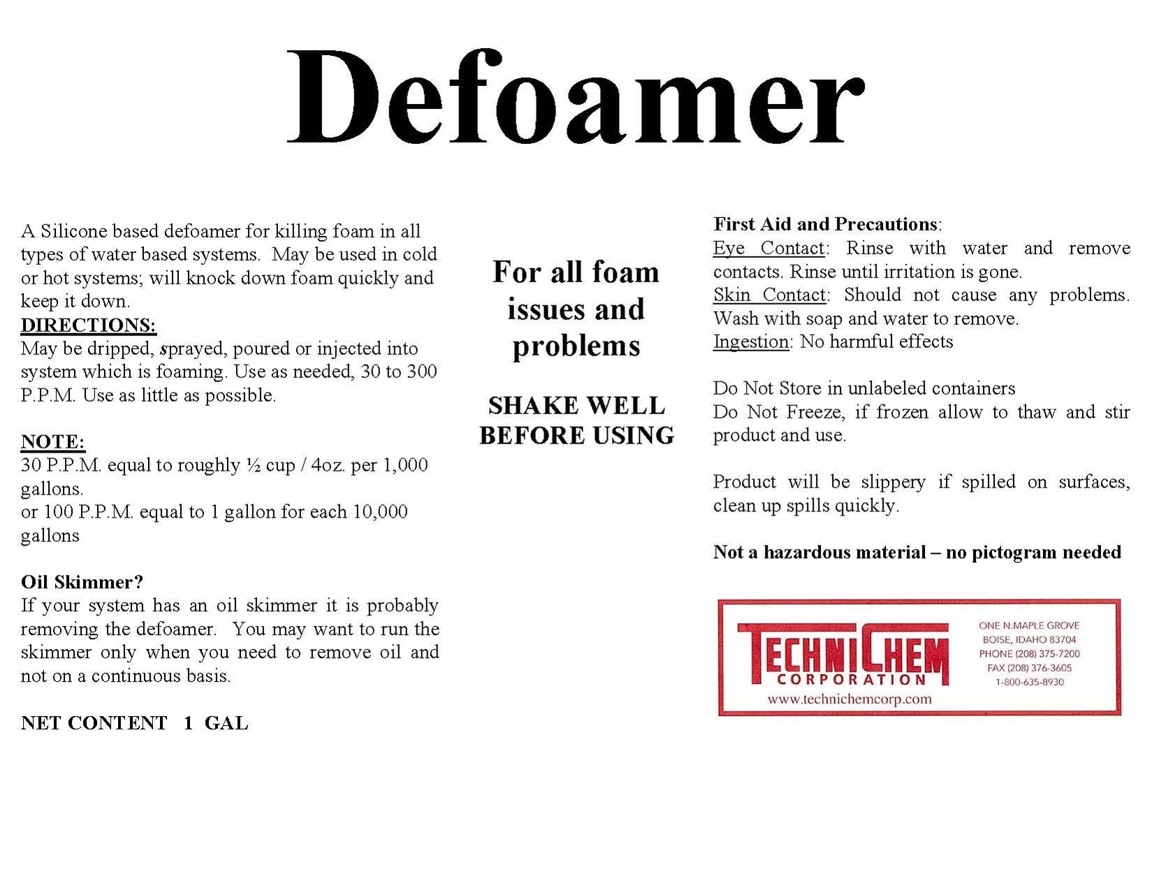 DEFOAMER — TECHNICHEM