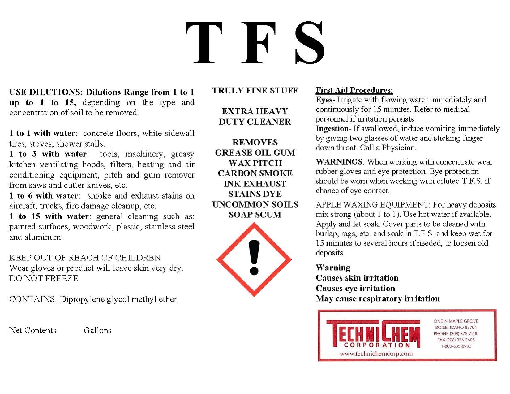 TFS, Truly Fine Stuff, Heavy-Duty Detergent — TECHNICHEM